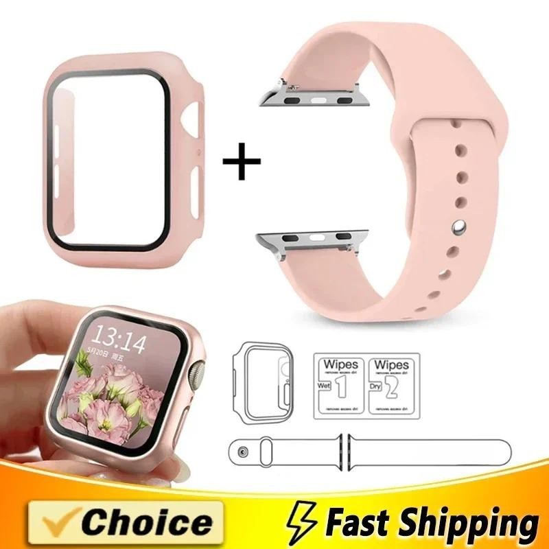 Glass+Case+Strap Screen Protectors Silicone Band compatible for Apple ...