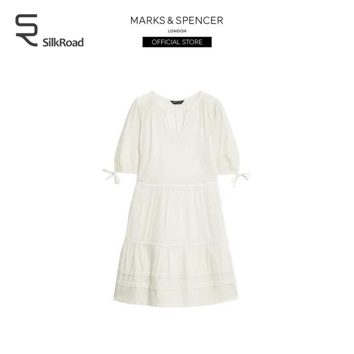 CottonLux Maxi Dress - Pure Cotton V-Neckline Elegant Tiered Design ...