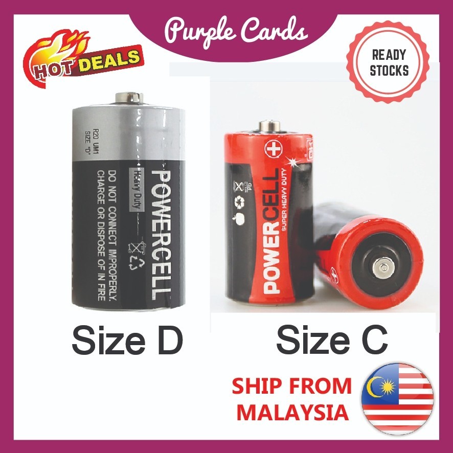 Battery D Size Heavy Duty 1.5V / Size C Battery / Bateri Saiz C Saiz D ...
