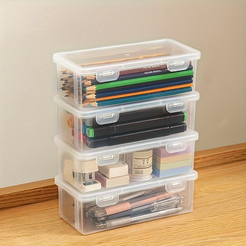 Pack Large Clear Plastic Storage Boxes With Hinged Lids - Perfect For ...