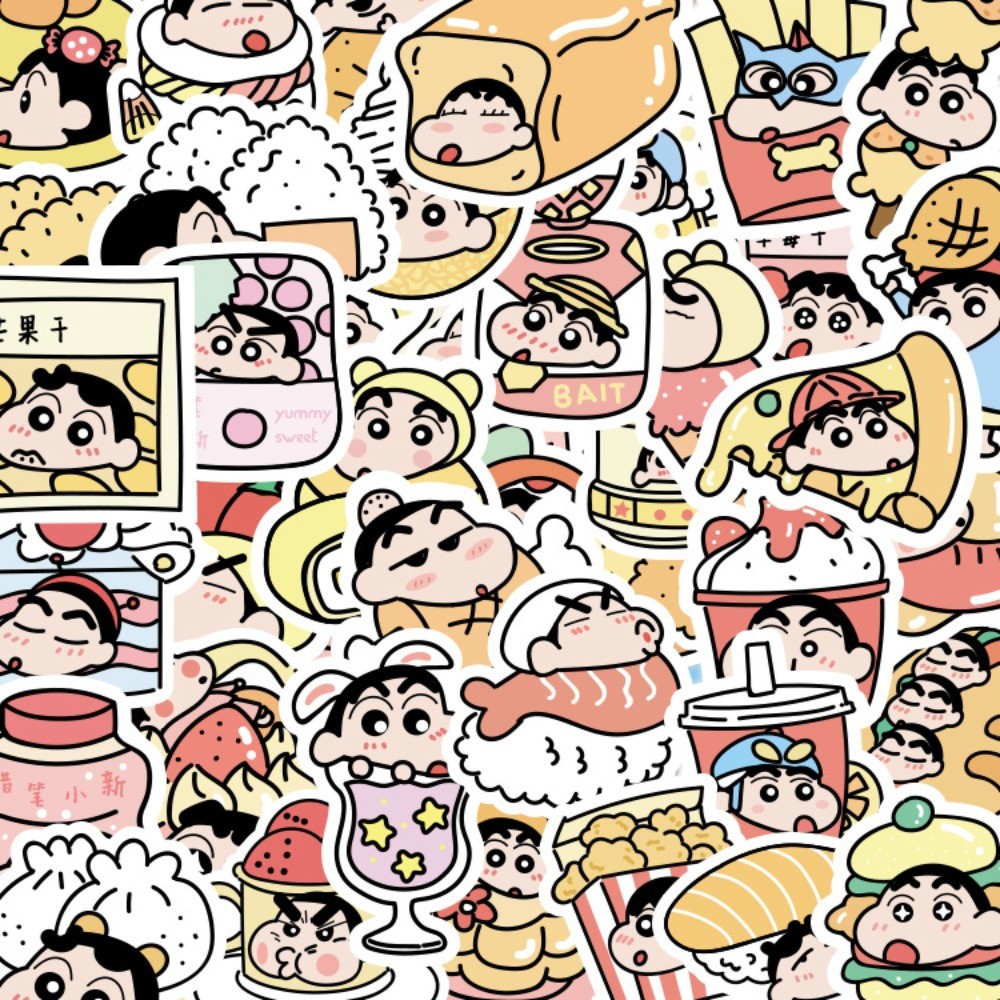 Stickers 100 Stickers Gourmet Crayon Shin-Chan Super Cute Cute Cartoon ...