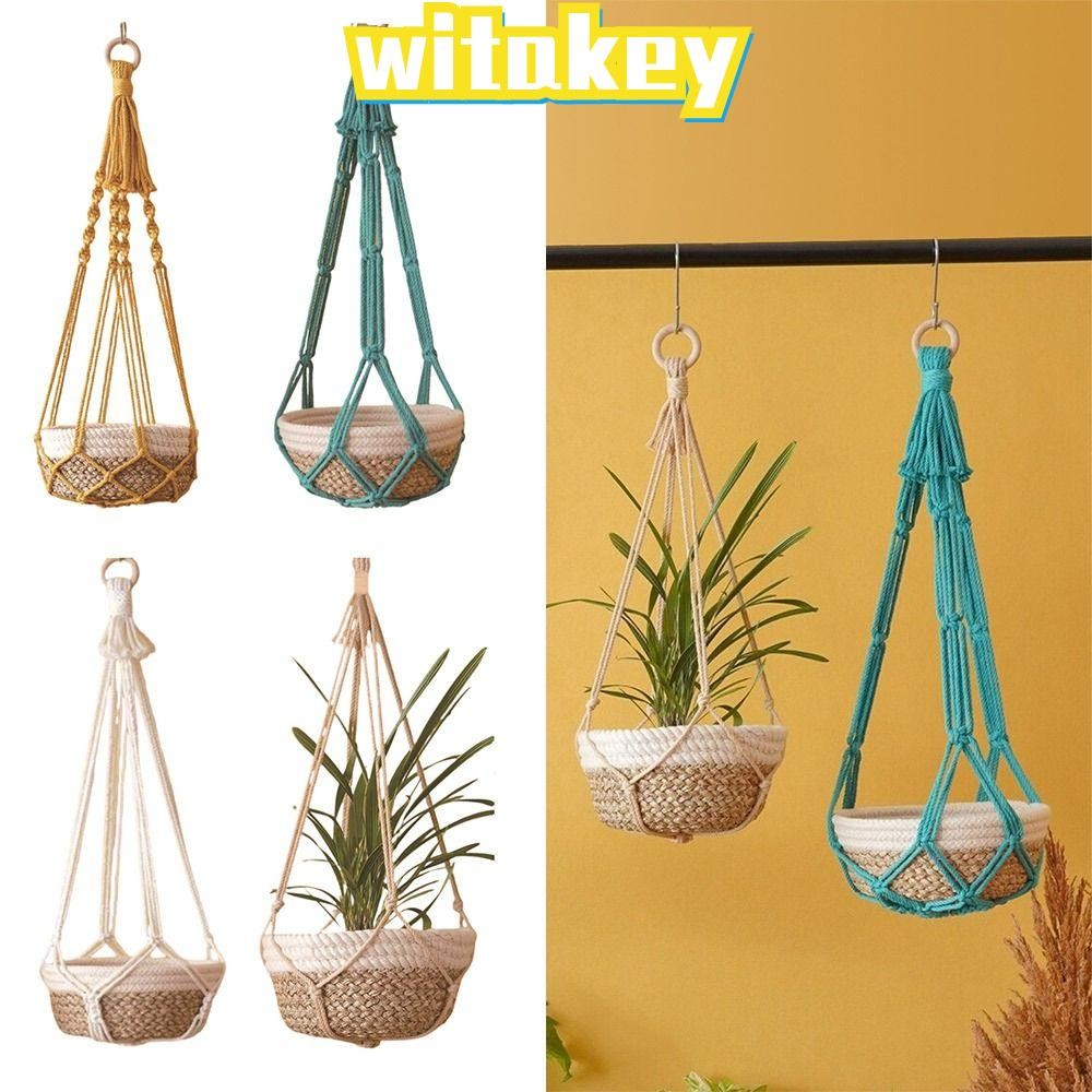 WITAKEY Cotton Rope Hanging Planter, Handmade Beige Color|Plant Hangers ...
