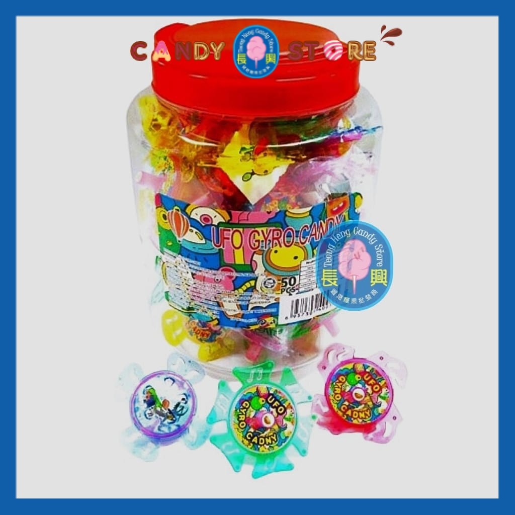 50pcs UFO Gyro Candy Fruit Flavor Spinning Toys ( ±9G x 50pcs ...