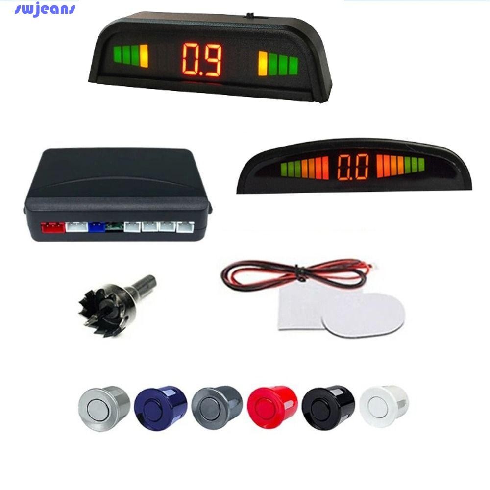 SWJEANS Car Reverse Radar, 4 Sensor Probes Backlight Car Parking Sensor ...