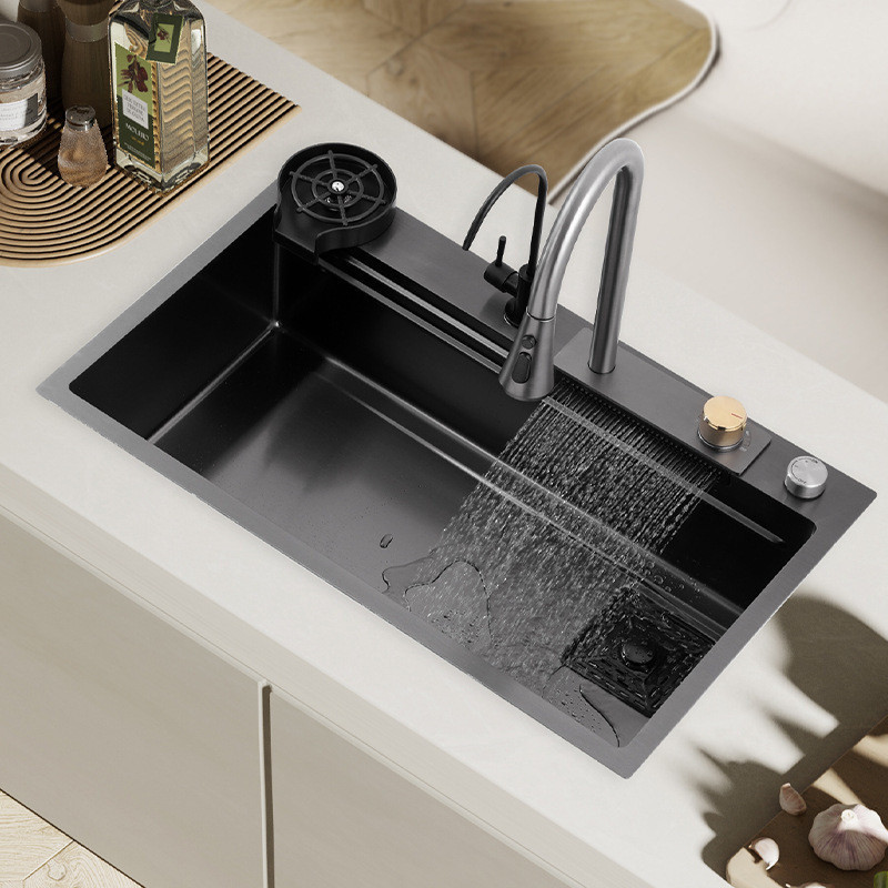 Kitchen sink, large sink, flying rain waterfall sink, vegetable basin ...