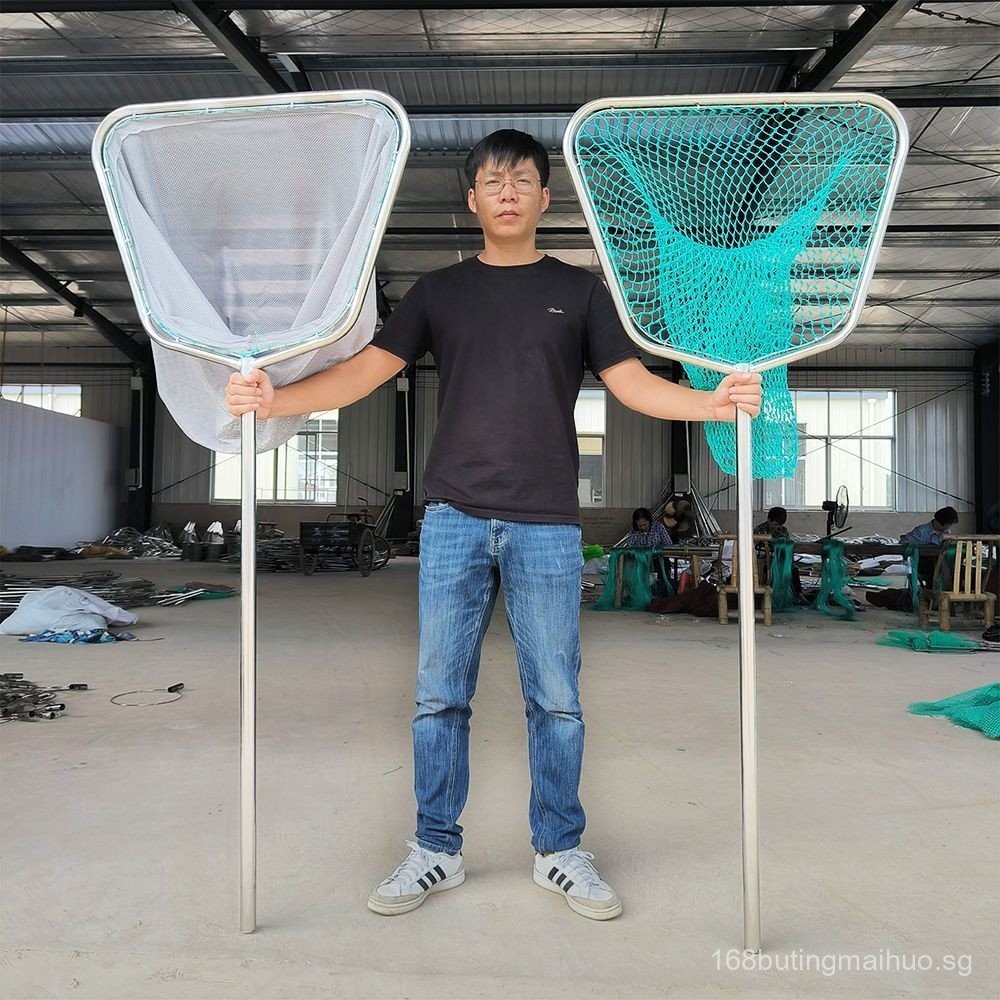 +++One-Piece Stainless Steel Dip Net Fishnet Fish Catching Nylon Cotton ...