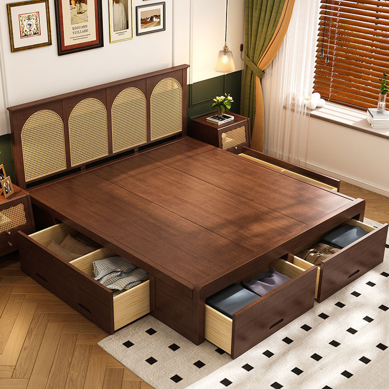 Drawer Bed American Retro Solid Wood Bed Tatami Storage Storage Bed ...