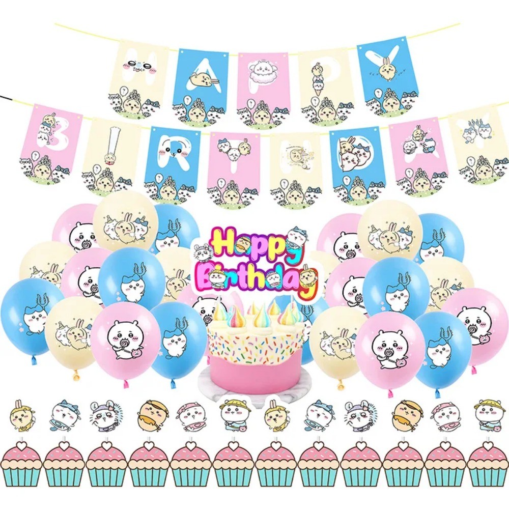 Chiikawa Birthday Decoration Hachiware Usagi Banner Balloons Cake ...