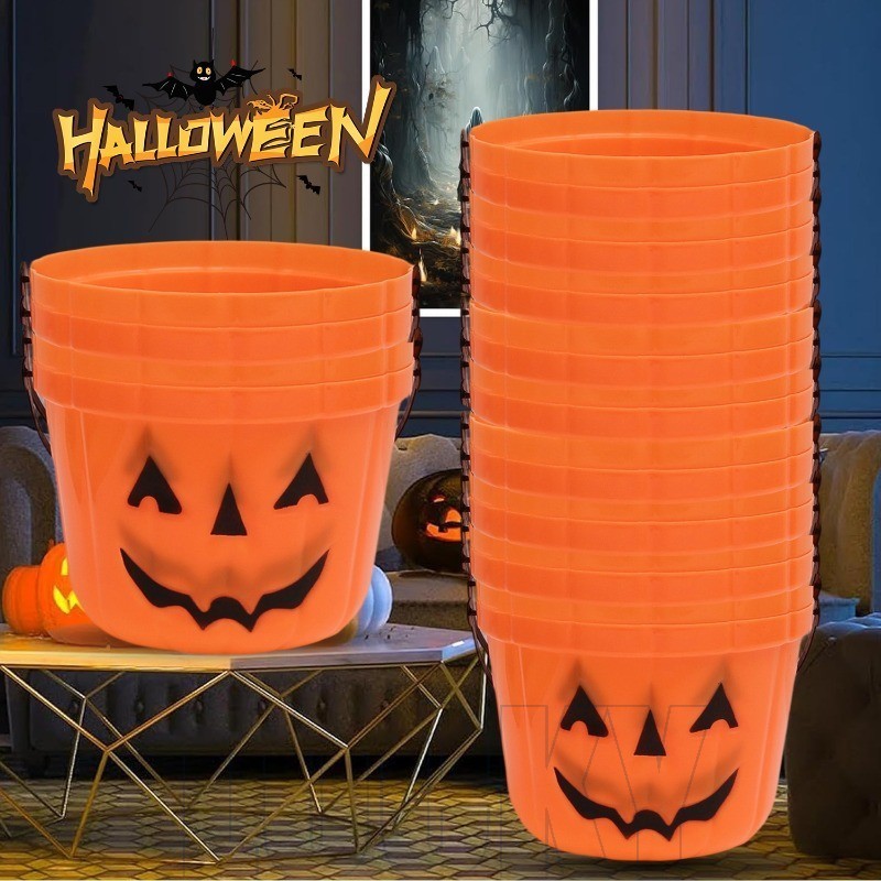 4Pcs Halloween Pumpkin Bucket - Halloween Party Decor Bag - Kids Trick ...