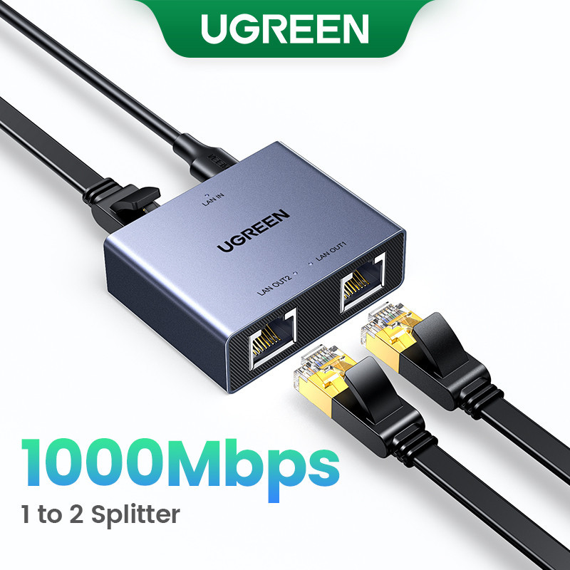 UGREEN 1000Mbps 1 to 2 Ethernet Splitter Aluminum Cat 8 Lan Cable ...