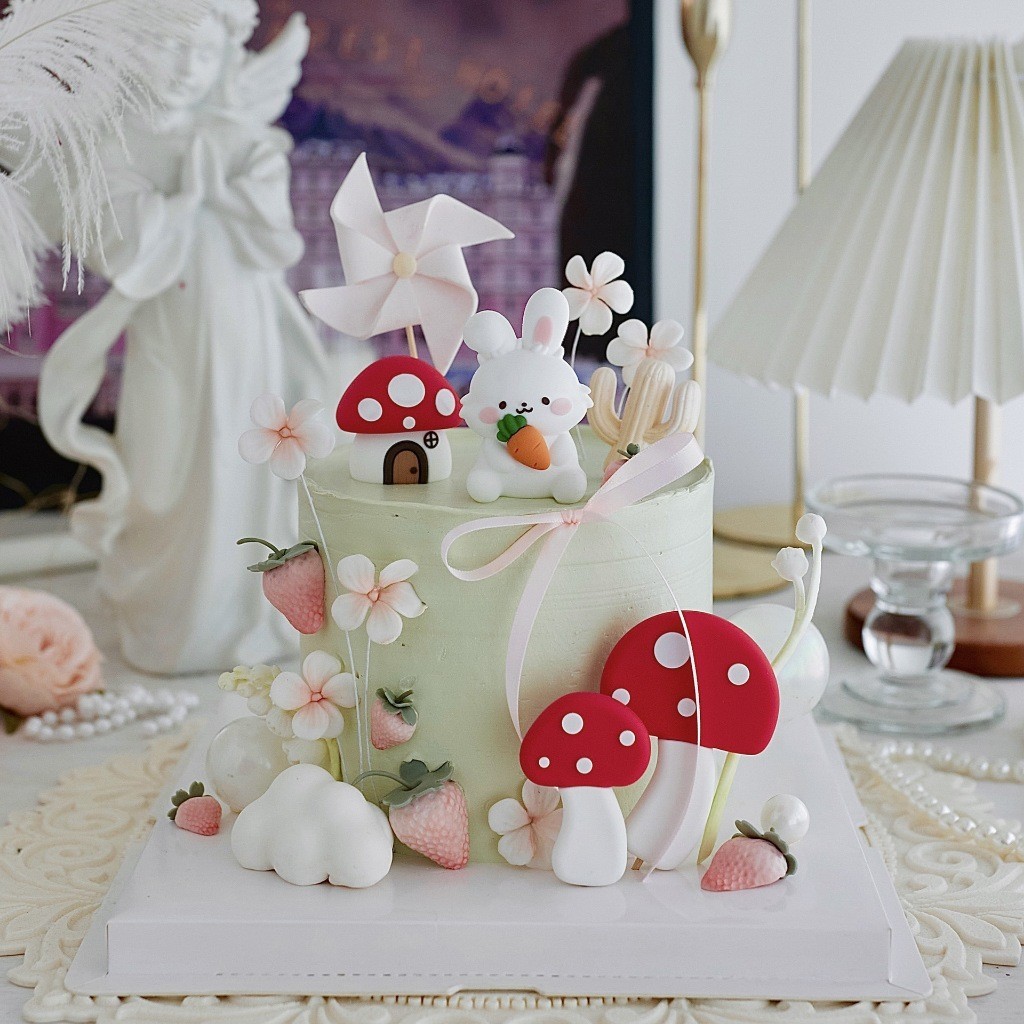 Rabbit Mushroom Cake Topper Rabbit Bunny Cake Topper | Shopee Singapore