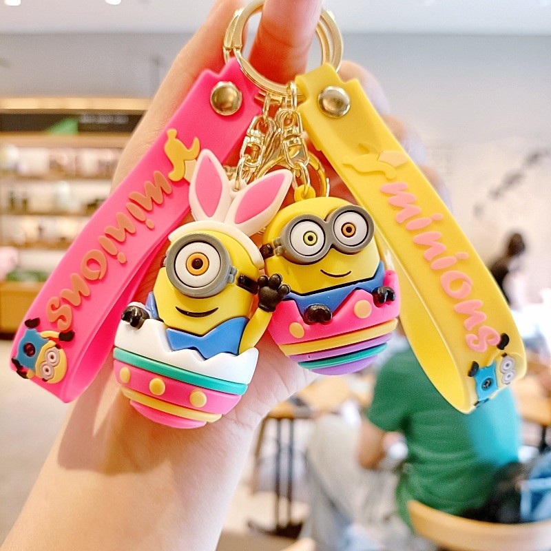 Cartoon cute Anime Minions Keychain Bob Kevin Stuart Dave Bag Pendant ...