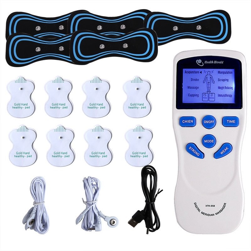 Dual Channel Massager Tens Machine Back Neck Pain Relief Electrode ...