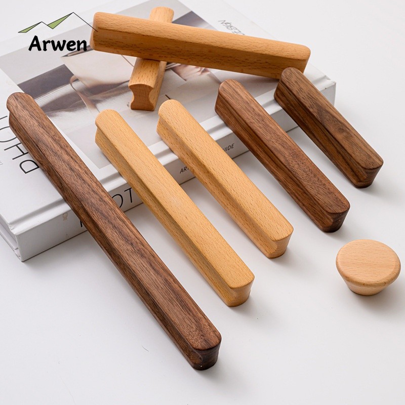 Modern Simple Log Handle Solid Wood Cabinet Door Handle Closet Handle ...