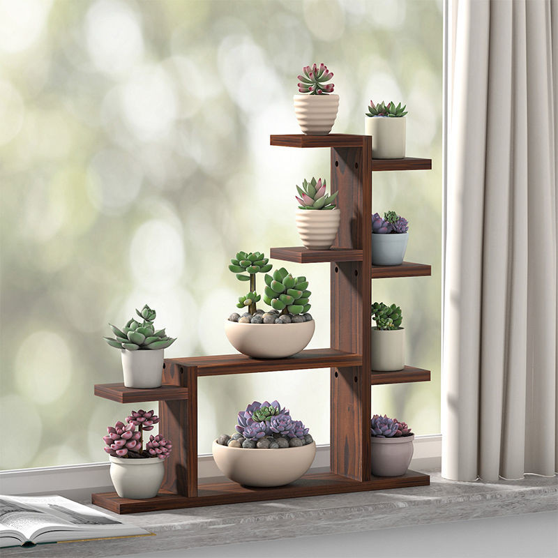 Solid Wood Floating Window Sill Succulent Flower Rack Multi-Layer ...