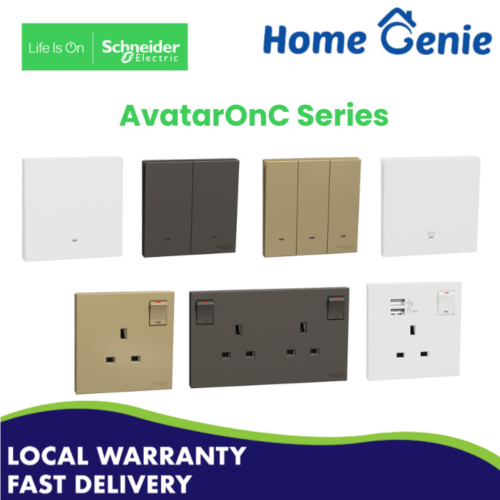 Schneider Electric AvatarOn C Switch and Socket | White / Dark Grey ...