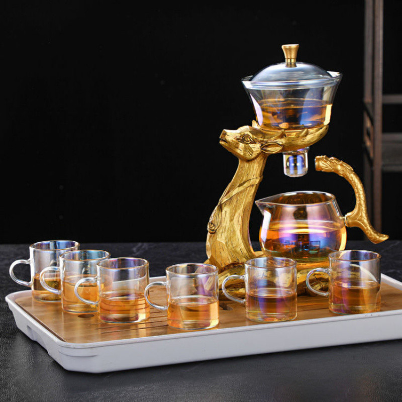 Chinese Tea Set Office Tea Set Glass Tea Set Lucky Golden Deer Creative ...