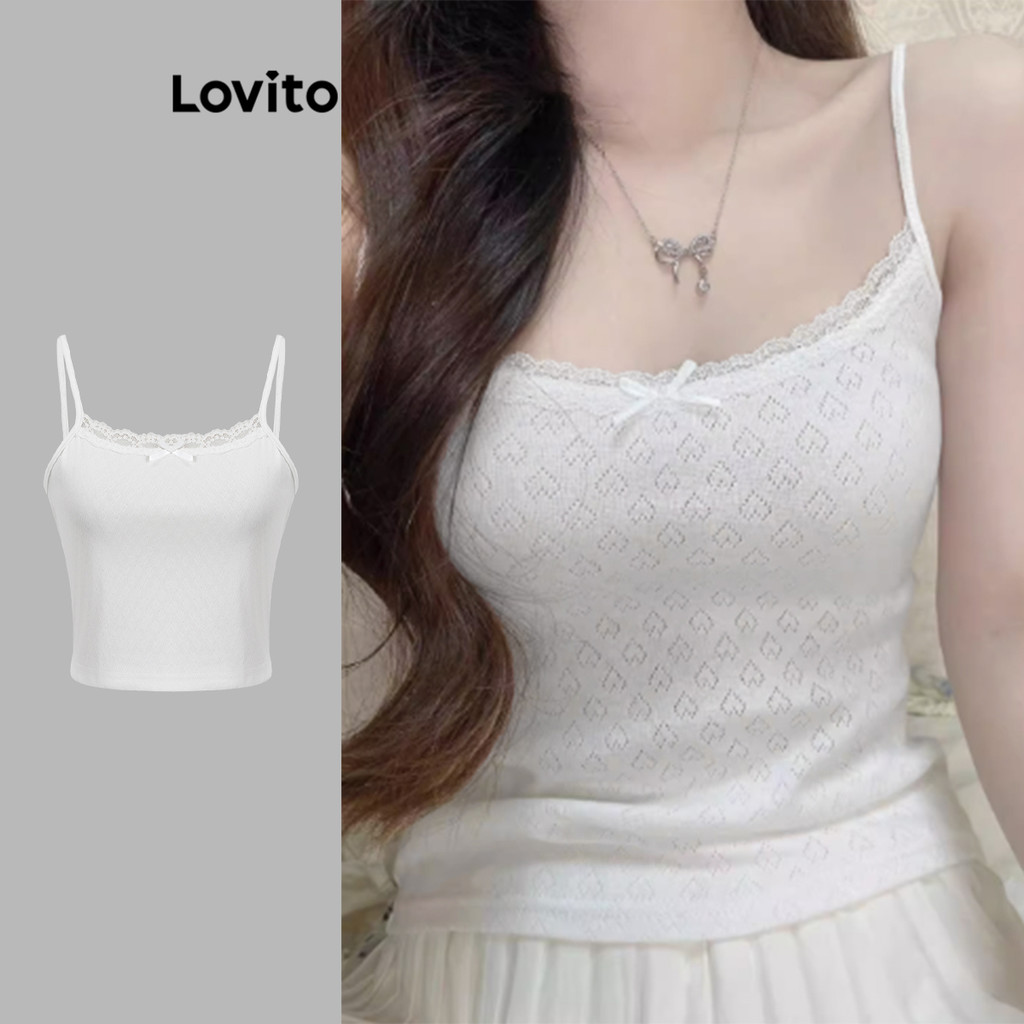 Lovito Casual Bow Summer/Spring Tank Top for Women L118ED504 | Shopee ...