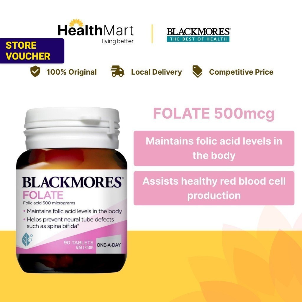 [SG] Blackmores Folate 500mg Folic Acid Vitamin 90 Tablets | Shopee ...