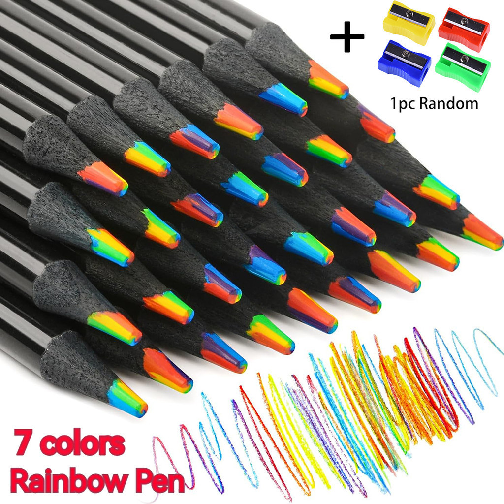 5/10/20Pcs 7 Colors Gradient Rainbow Colored Pencils Drawing Sketching ...