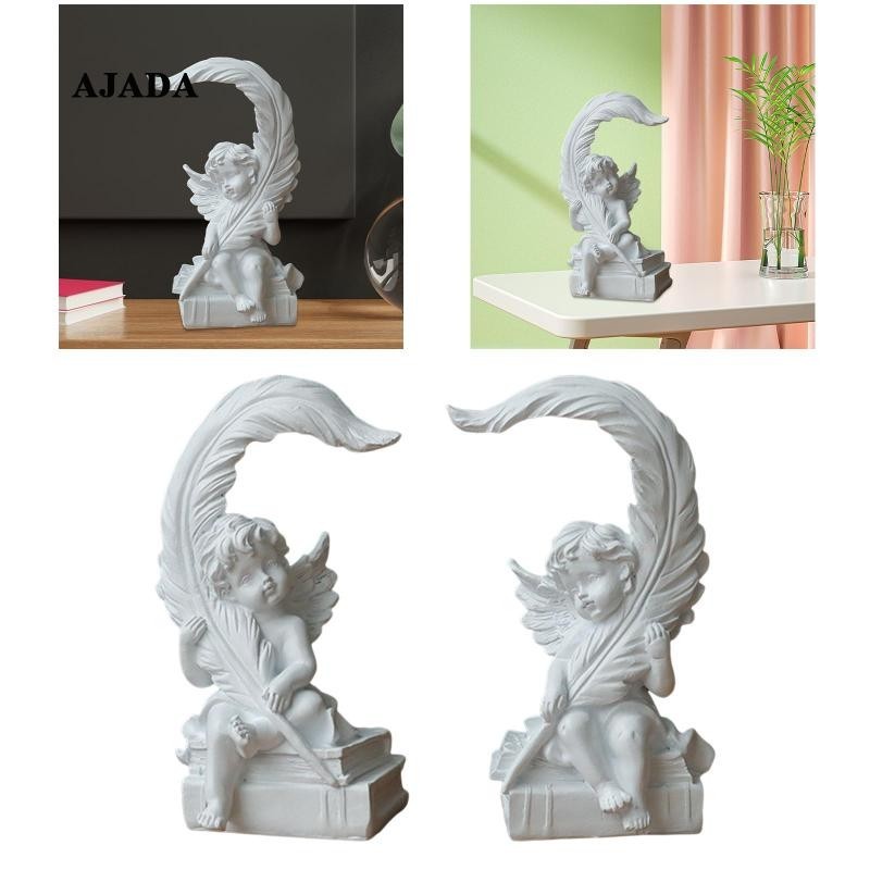 [ Wing Cherub Figurines Craft Sleeping Thinking Angel Statue Garden ...