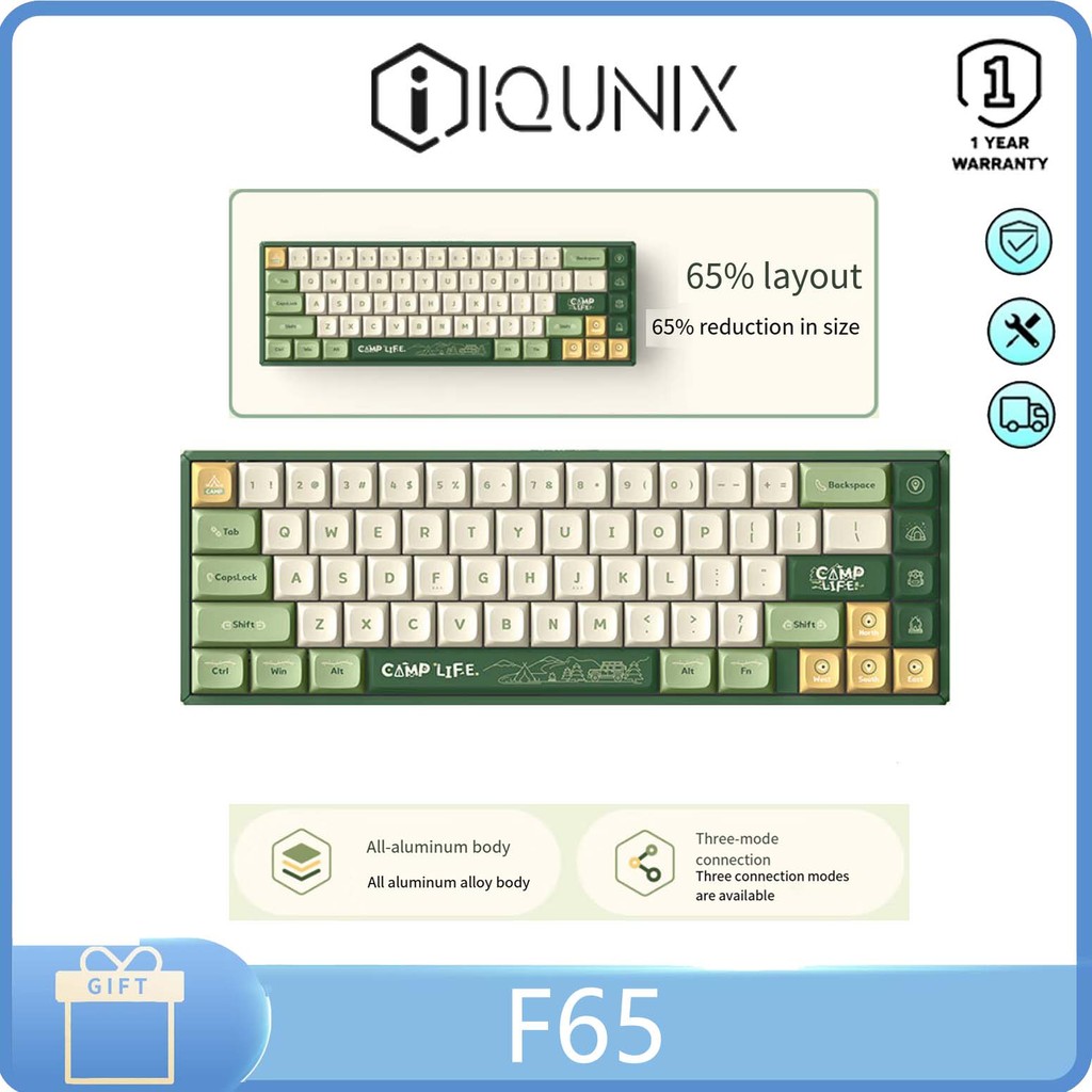 IQUNIX F65 Mechanical keyboard Three mode hot swap custom keyboard ...