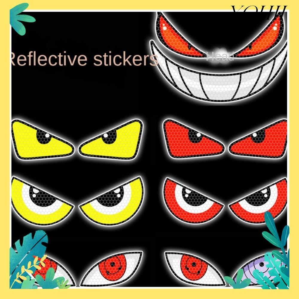 YOHII Electric Vehicles Stickers, Eyes Shape 14.5cm Moto Reflective Eye ...