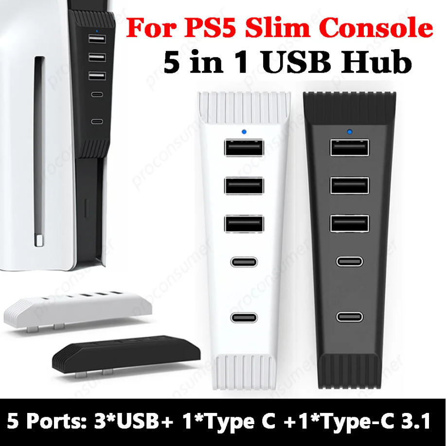 5 in 1 Ports USB Hub USB Port Extender 3*USB + 1*Type-C + 1*Type-C 3.1 ...