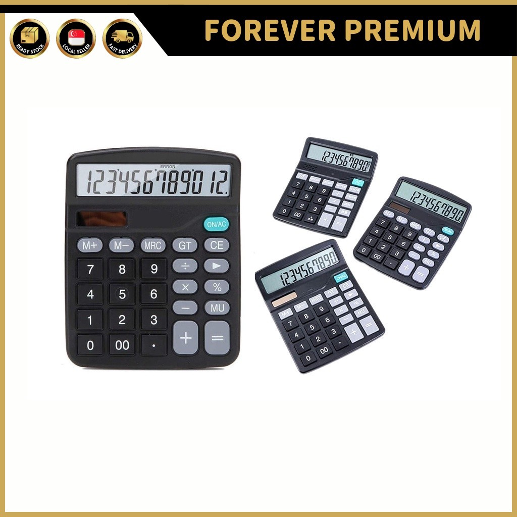 (FOREVER PREMIUM) 12 Digit LCD Solar Powered Calculator Large Dual ...
