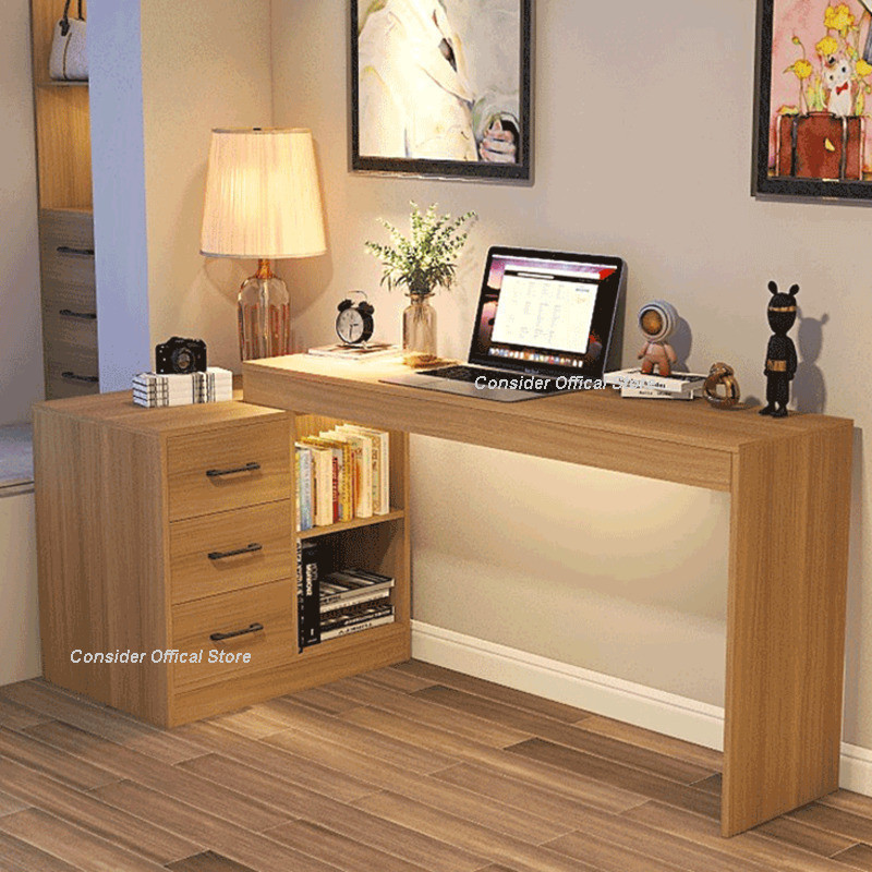 Corner Table Solid Wood Study Desk Bedroom Computer Table With Drawer ...