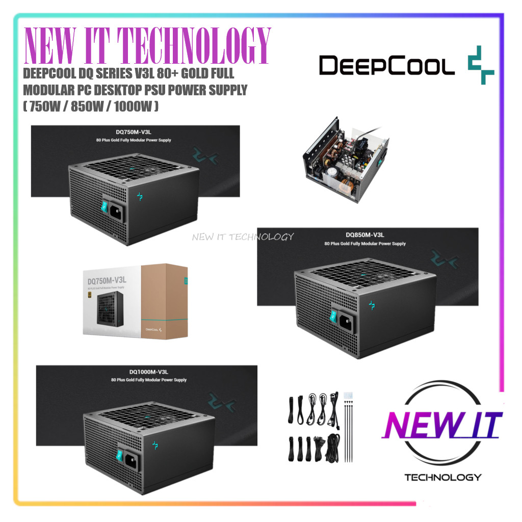 DEEPCOOL DQ SERIES V3L 80+ GOLD FULL MODULAR PC DESKTOP PSU POWER SUPPLY ( 750W / 850W / 1000W ...