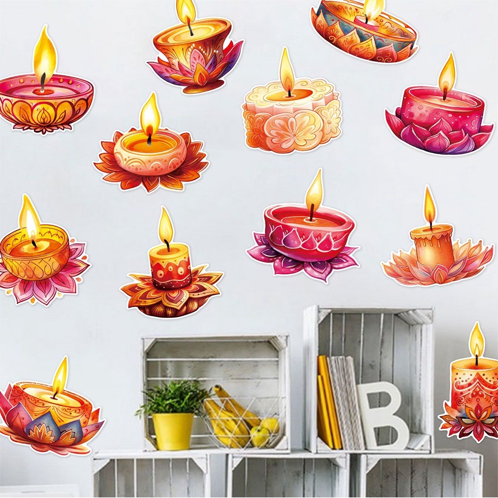 【24pcs/set】2024 New Diwali Wall Stickers Deepavali Festival Party ...