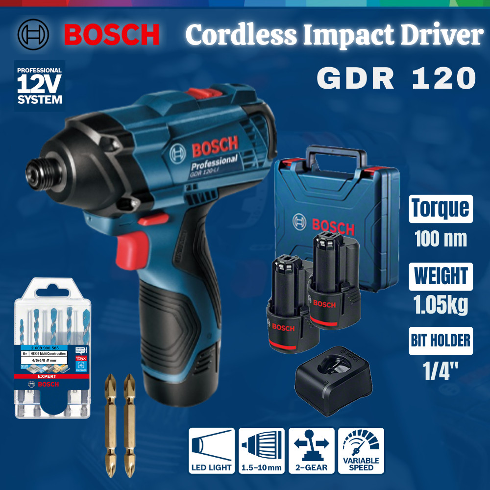 Bosch 12v Cordless Impact Driver GDR 120-Li [100% Original] | Shopee ...