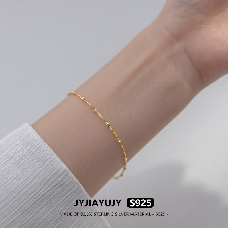 JYJIAYUJY 100% Whole Sterling Silver S925 Bracelet 1MM Size Chain Simple Design Two Color High ...