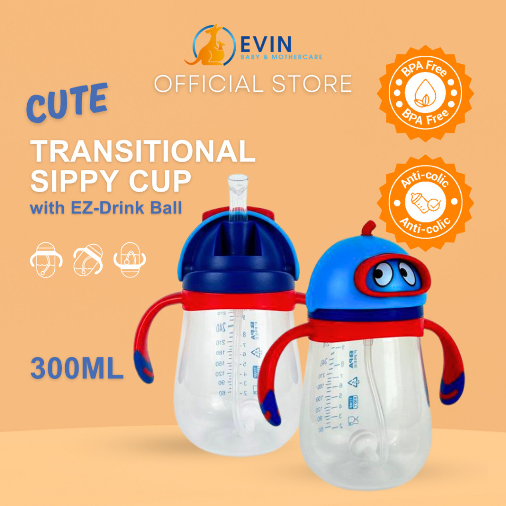 EVIN Transitional Sippy Cup Baby Feeding Water Bottle Training Cup BPA ...