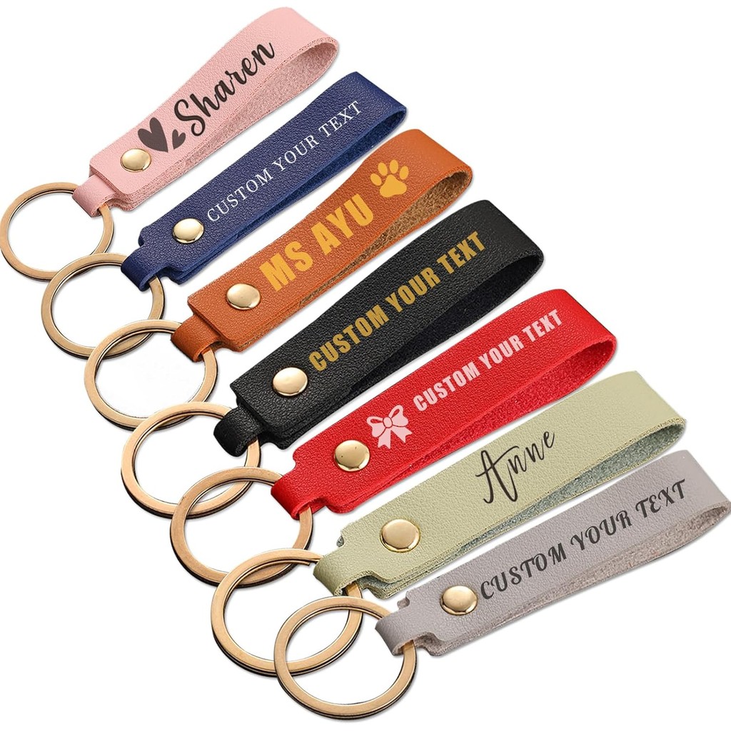 Personalized Leather Keychain PU Leather Keychain Custom Keychain ...