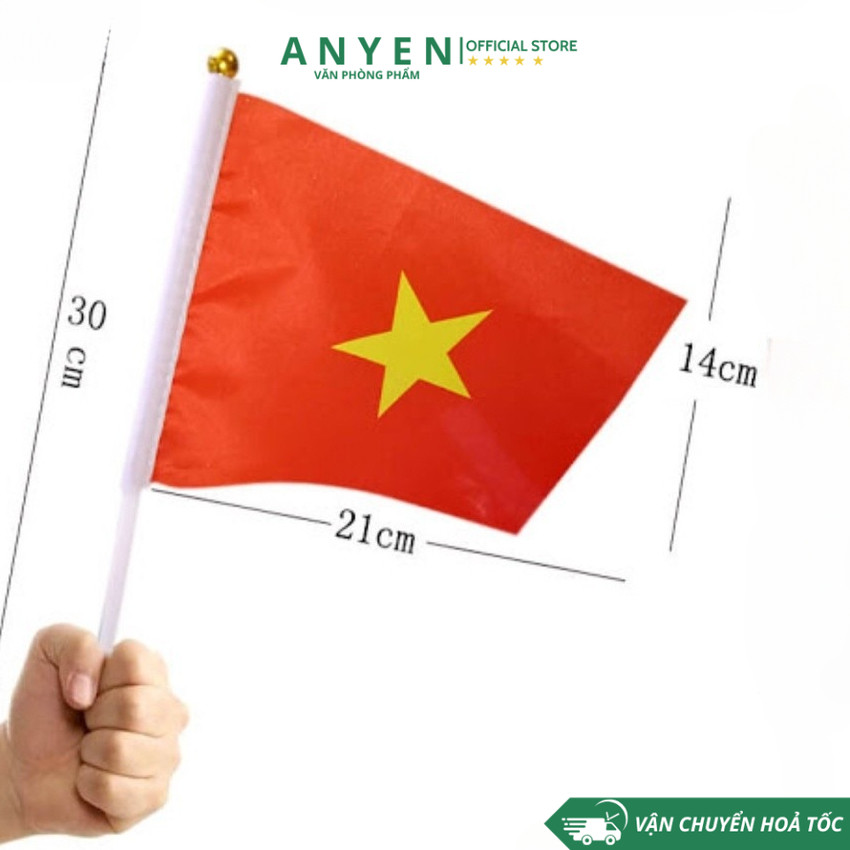 Set of 10 HAND-HAND FLAGS with red flags and yellow stars, soccer cheer ...
