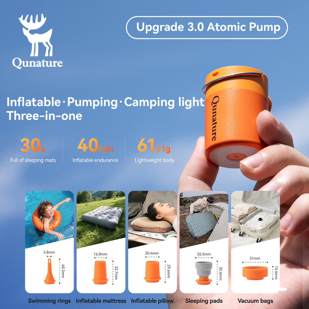 Qunature Electric Air Pump 3-in-1 5.0kPa Fast Inflation/Deflation ...