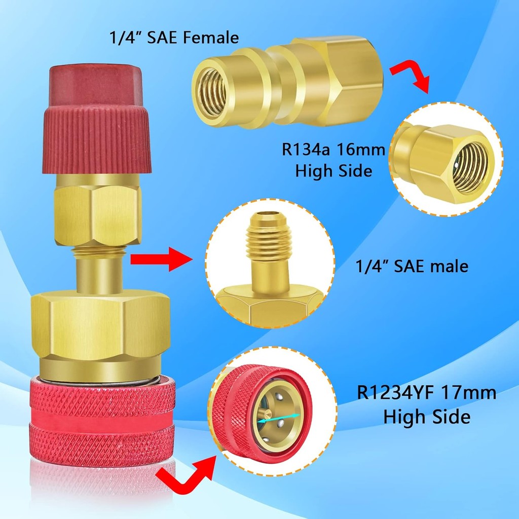 Boltigen R1234YF Quick Coupler, R1234yf to R134a Adapter,1234yf to 134a ...