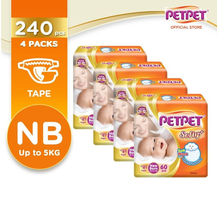 PETPET Tape Softy+ Diaper Jumbo Pack Lampin Pakai Buang baby baru lahir ...