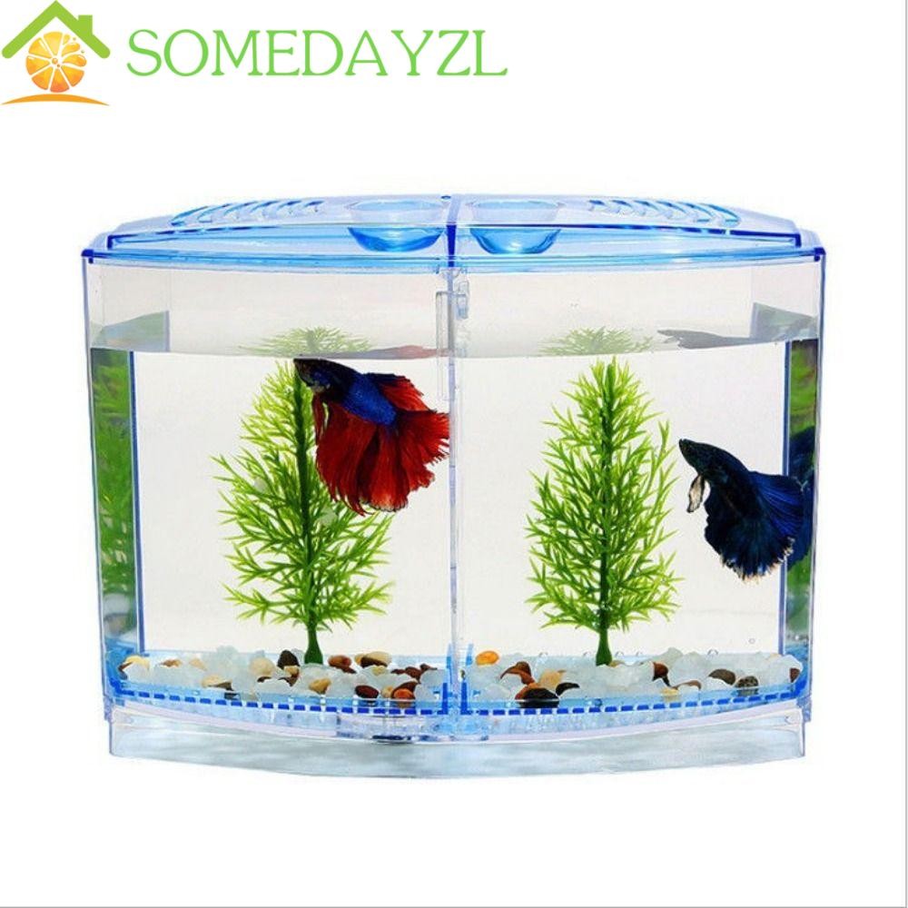 SOMEDAYMX Betta Fish Tank, Plastic Transparent Double-grid Betta ...