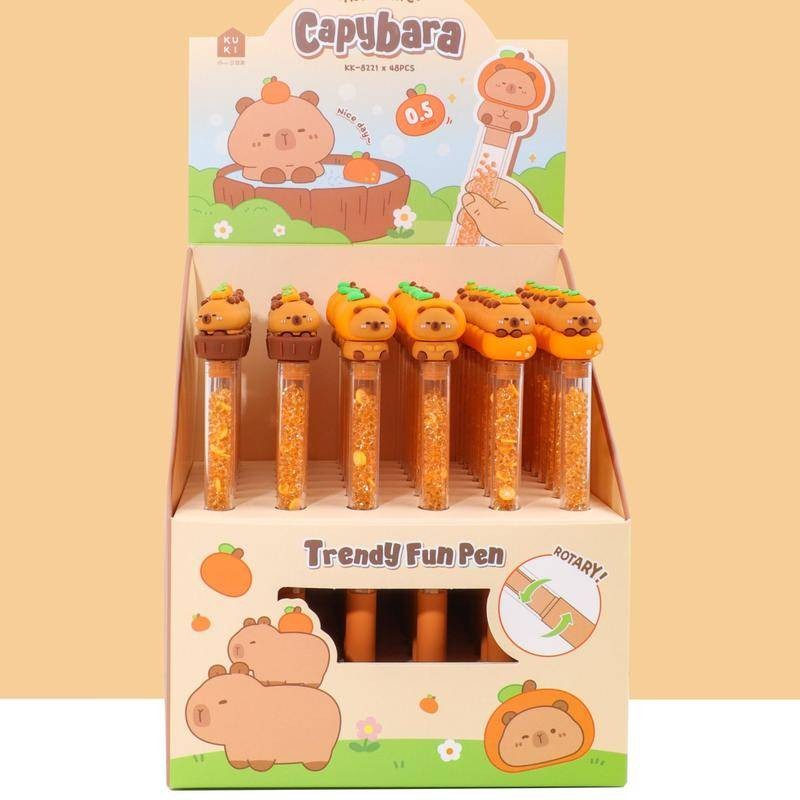 2024 Capybara Diamond Rotating Ballpoint Pen Quicksand Rotary gel pen ...