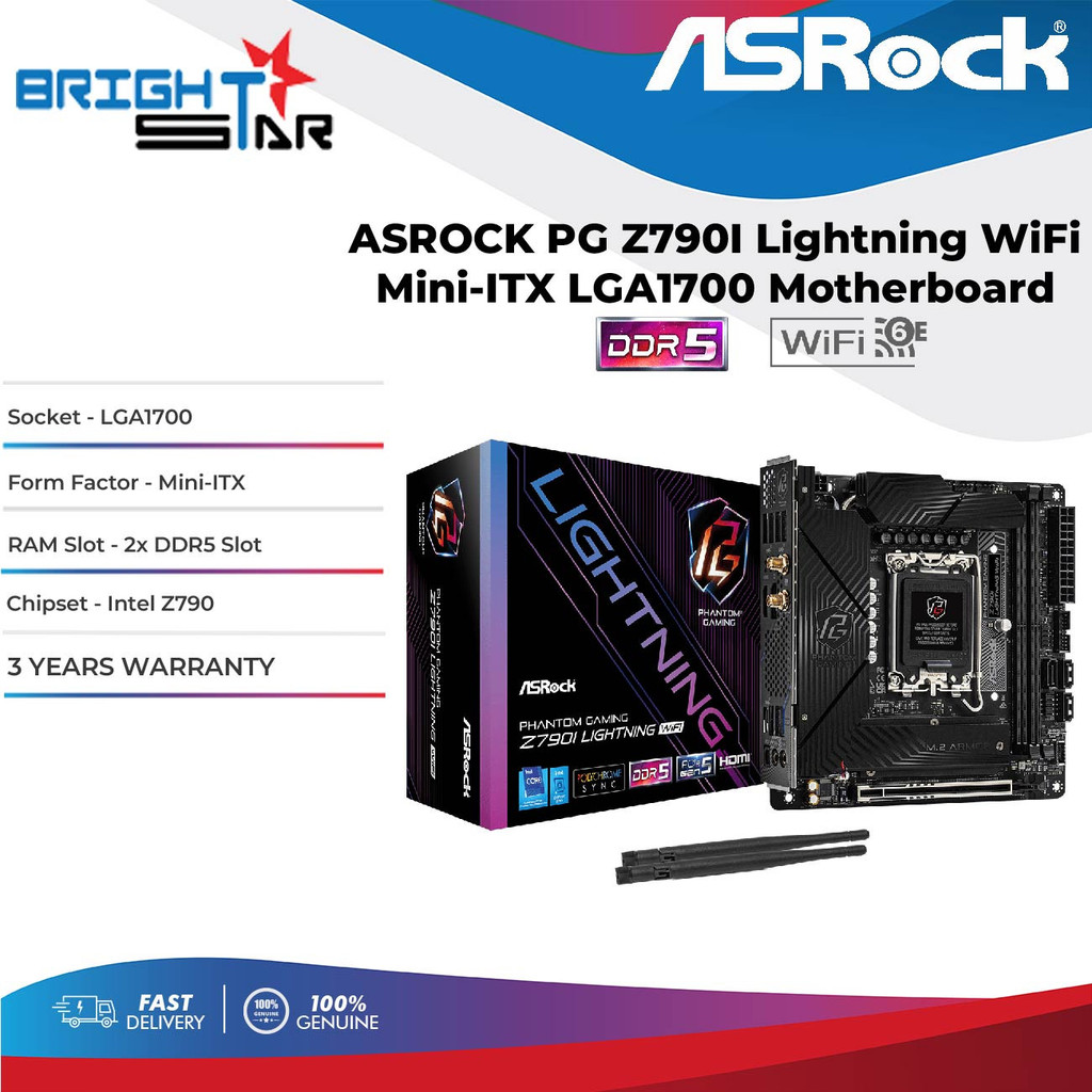 ASROCK PG Z790I Lightning WiFi LGA1700 Mini-ITX Motherboard | Shopee ...