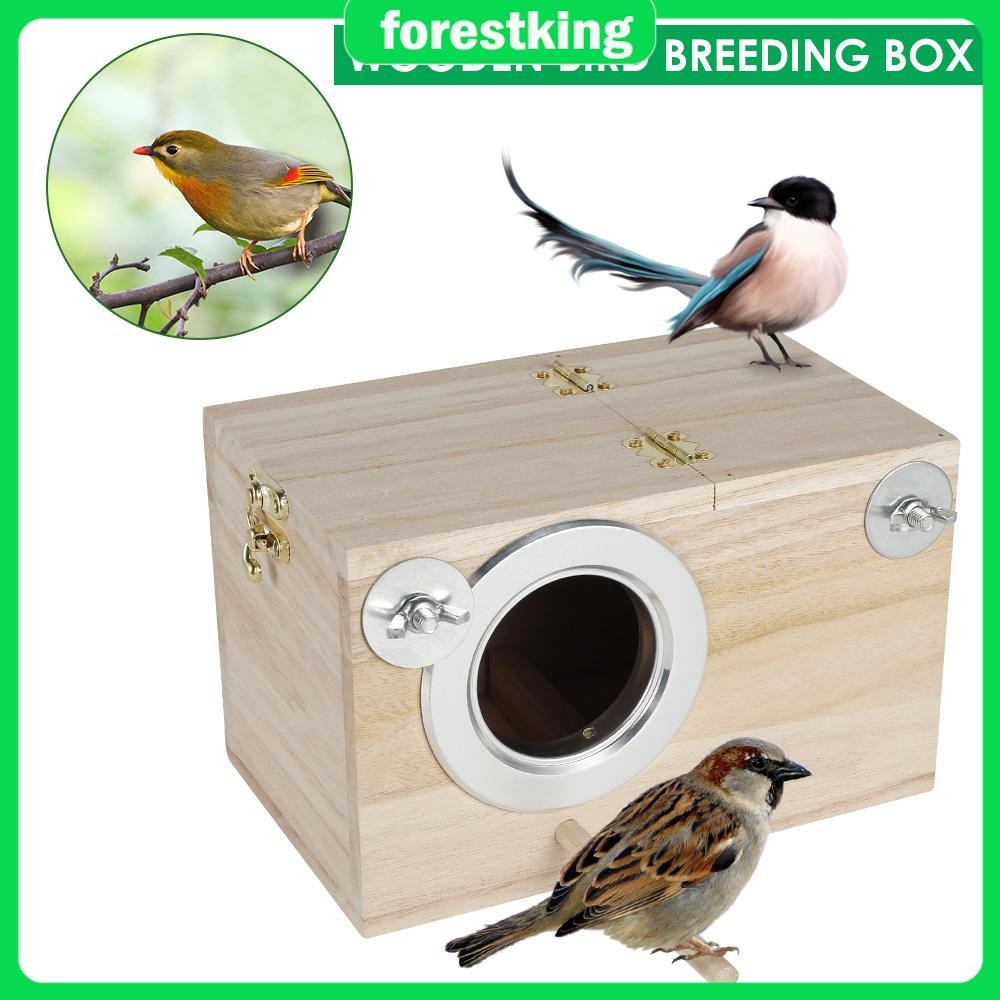 Wooden Bird Breeding Box Cage Parrot Budgie Nesting House Lovebirds ...