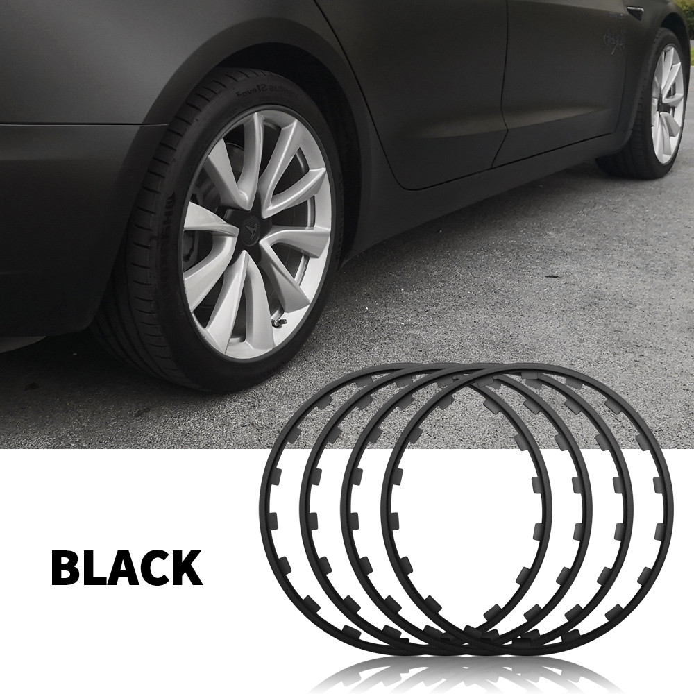 4PCS Car Wheel Hub Rim Edge Protector Ring Strip Rubber Tire Protection ...