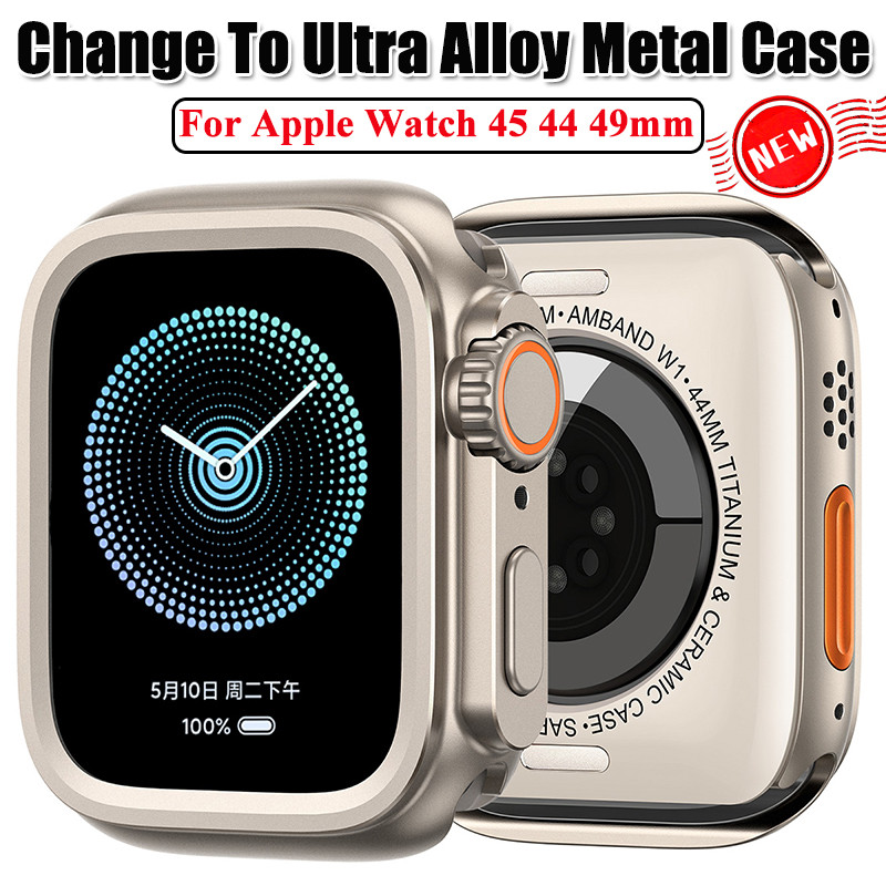 Change To Ultra Alloy Case For Apple Watch 9 SE 8 7 6 5 4 45mm 44mm ...