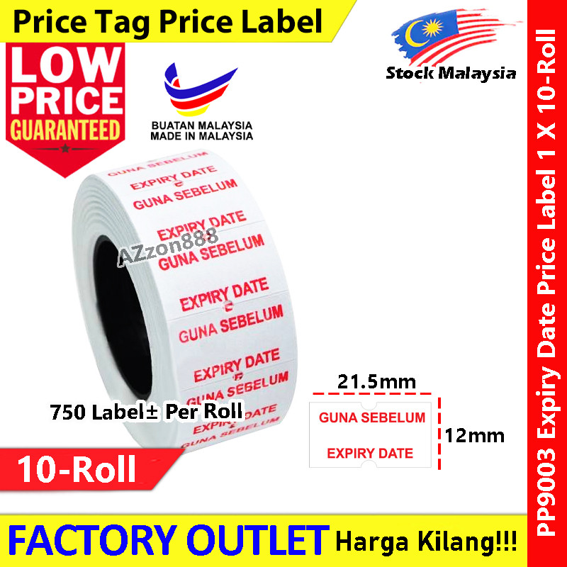 【10-Roll】 Price Tag Label Price Label For Price Labeller MX-5500 EXPIRY ...