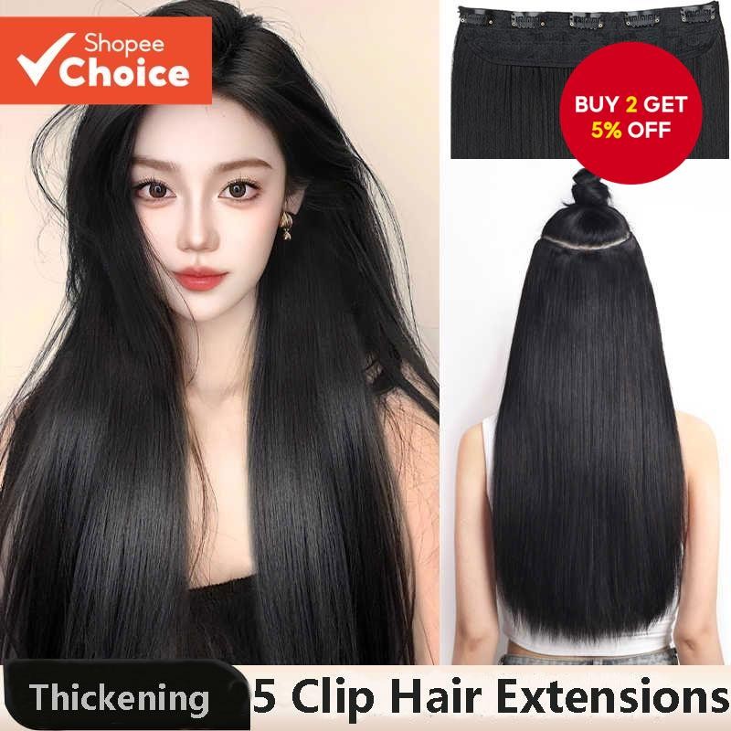 40cm/50cm/60cm Long Straight Hair Extensions - 160g Thickened 5-Clip ...