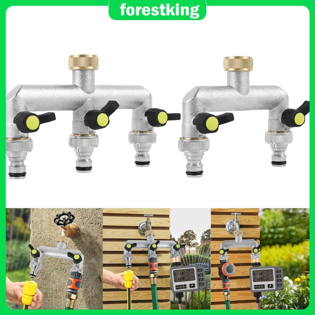 2/3 Way Hose Splitter 3/4-Inch Zinc Alloy Garden Hose Splitter Sturdy ...