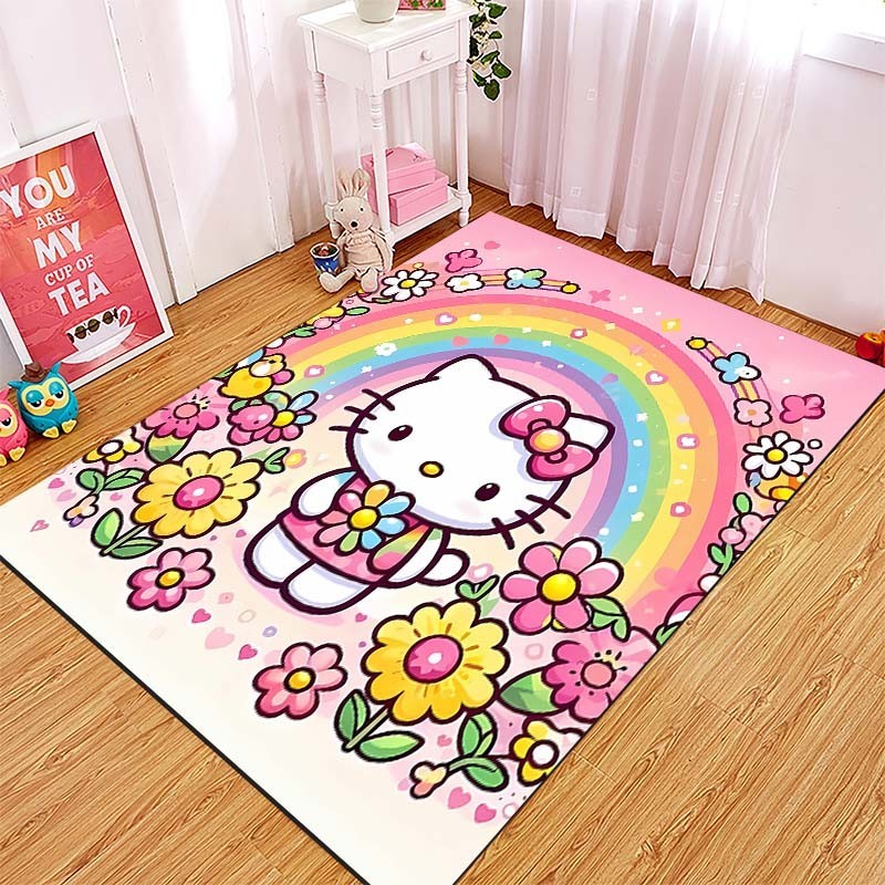 1PC Sanrio Hello Kitty Print Cartoon Carpet Rug for Home Living Room ...